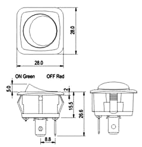Switch: ROCKER; SCI, R13203A8402, R13203B8402BBG5, R13203B8402BBR5 ...