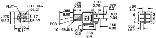 IC2202T1B1M1QE IC SWITCHES - Přepínač: páčkový | pol: 3; DP3T; ON-OFF ...