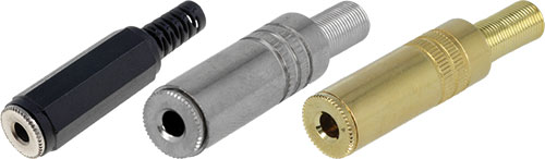 Female Jack plugs Ø2 .5 mm and Ø3.5 mm with cable strain relief, JC-119 ...