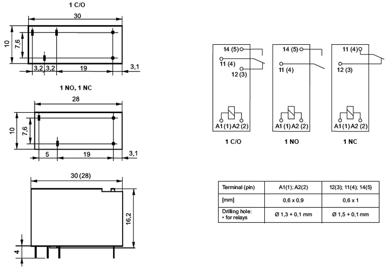 Relay: electromagnetic; miniature; PCB; RELPOL, RM96-1011-35-1005, RM96 ...