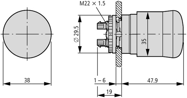 Switch: emergency stop; EATON ELECTRIC, M22S-PV, M22S-PVT, M22S-PVL, M22S-PVLT |EN|