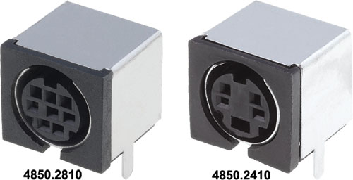 Mini DIN sockets for PCB mounting, screened, SCHURTER, 4850.2410, 4850. ...