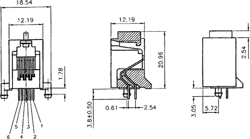 RJ12GPCB - Socket | RJ12; PIN: 6; Contacts: phosphor bronze; gold ...