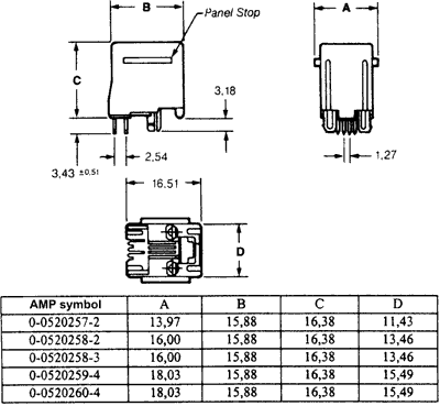 5520257-2 TE Connectivity - Socket | RJ9; PIN: 4; with panel stop ...