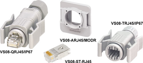 Sistemas industriales de conexión de conectores RJ45, IP67, VS08-ST ...