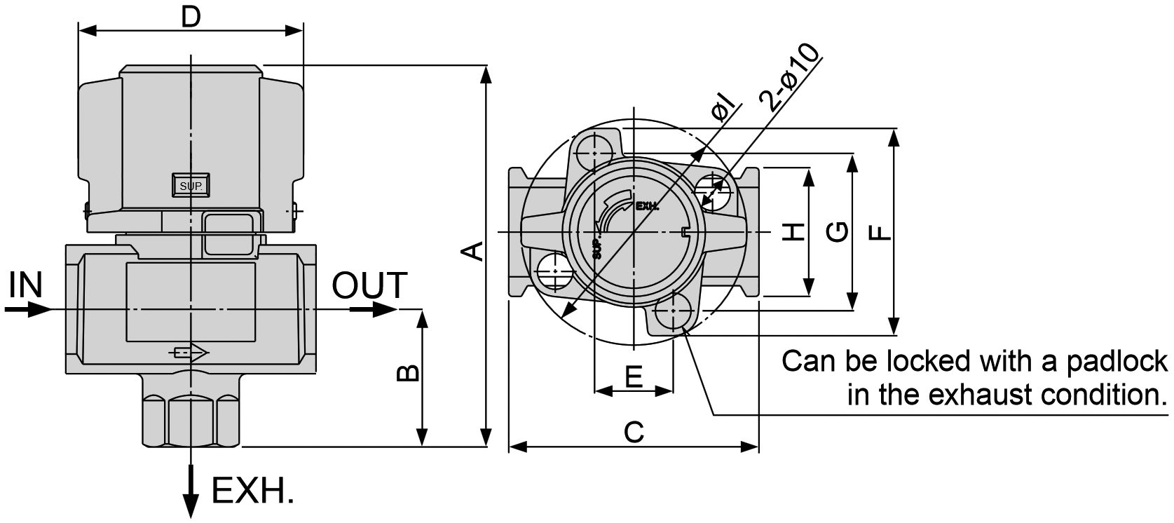 VHS40-F06 SMC - Shutoff valve | G 3/4"; Venting connector: G 1/2 ...