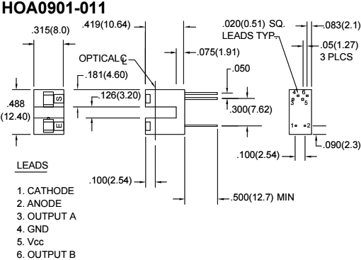 HOA0901-011 HONEYWELL - Sensor: photoelectric | through-beam (with slot); Range: 0÷3.2mm | TME ...