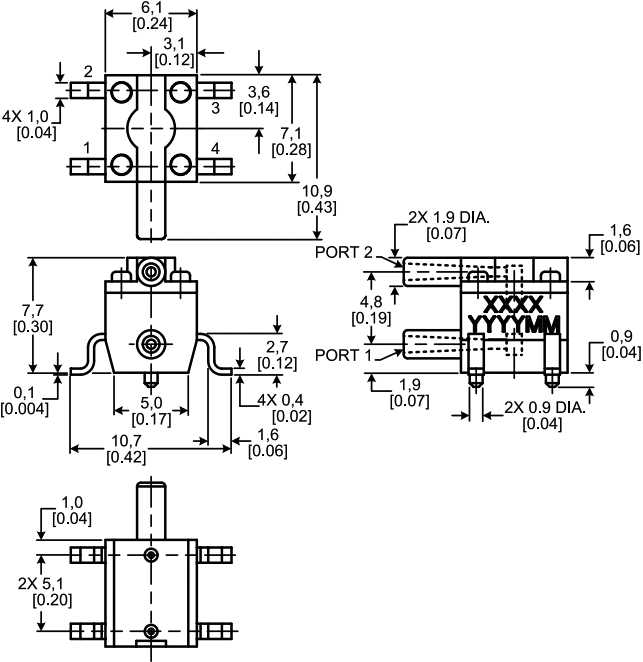 Sensores miniatura de tensão série 26PCSMT de armadura SMD, 26PC01SMT ...