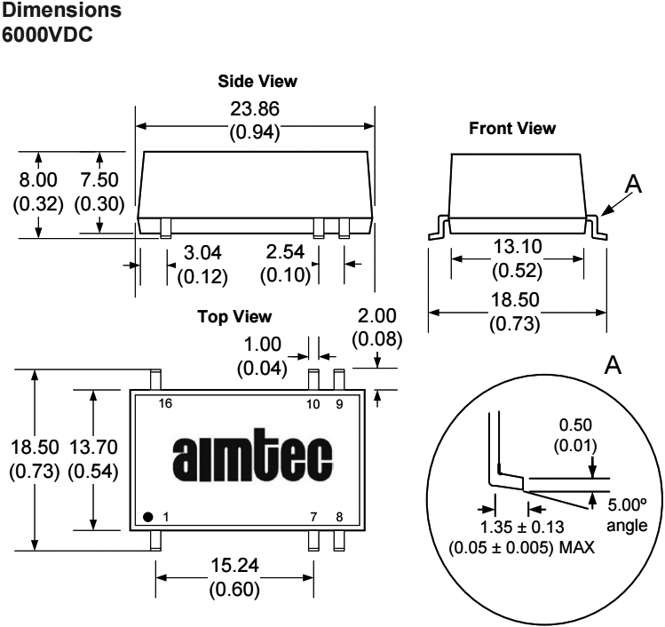 Converter: DC/DC; AIMTEC, AM2B-0505SH60-NZ, AM2B-0512SH60-NZ, AM2B ...