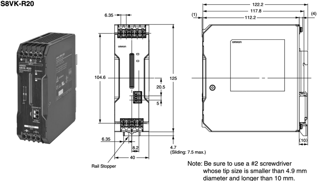 S8VK-R20 OMRON - Módulo: redundancia | 20A; 10÷60VCC; Conex.elec ...