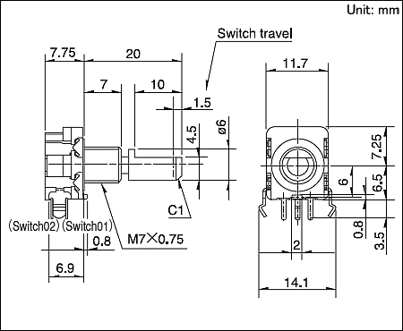 EC11B15242AF ALPS - Encoder: incremental | THT; 15imp/revol; Pos: 30 ...