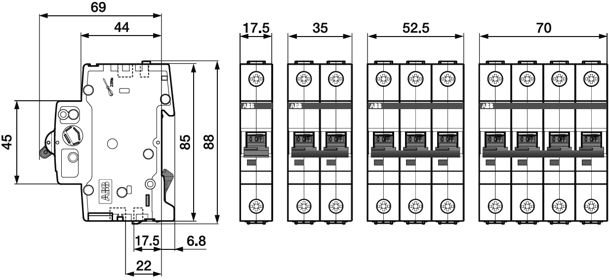 Circuit breaker; B; S200; ABB, S201-B6, S201-B10, S201-B13, S201-B16, S201-B20, S201-B25 |EN|