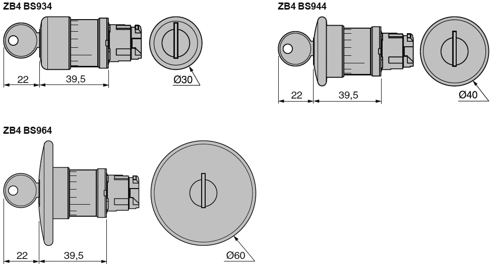 Switch; Harmony XB4; SCHNEIDER ELECTRIC, ZB4BX84, ZB4BS834, ZB4BS844 ...