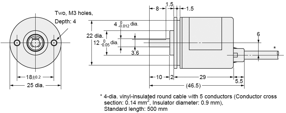 E6A2-CW5C 100P/R 2M OMRON - Encoder: incremental | Usup: 12÷24VDC; 100imp/revol; IP50; -10÷55°C ...
