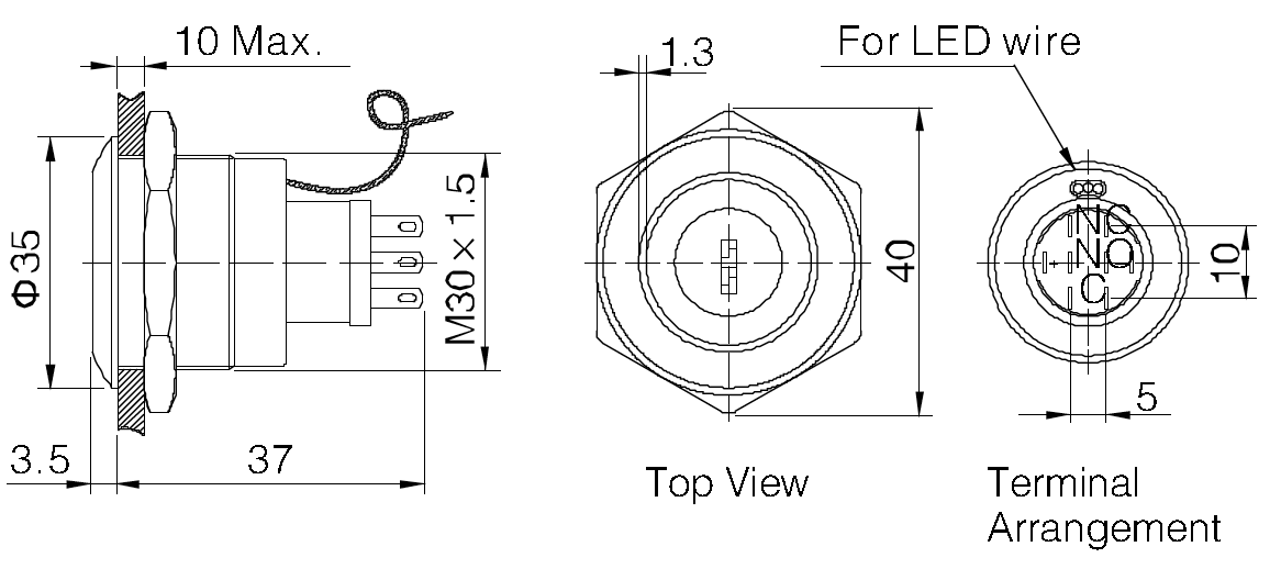 Switch: key switch; ONPOW, V19-KEY, V19-KEY-21-S, V19-KEY-23-S, V19-KEY ...