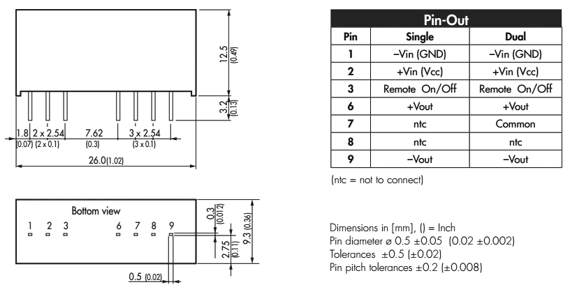 TMR 2-2411WI TRACO POWER - Converter: DC/DC | 2W; Uin: 9÷36V; Uout ...