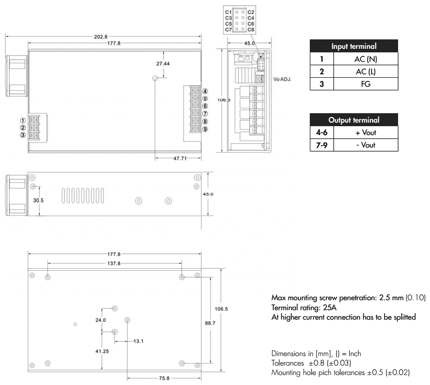 Switching power supplies for embedding, TXH series, TXH060-105, TXH060 ...