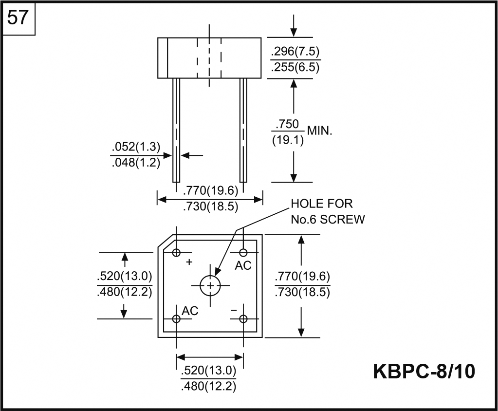 KBPC1001 DC COMPONENTS - Single-phase bridge rectifier | Urmax: 100V ...