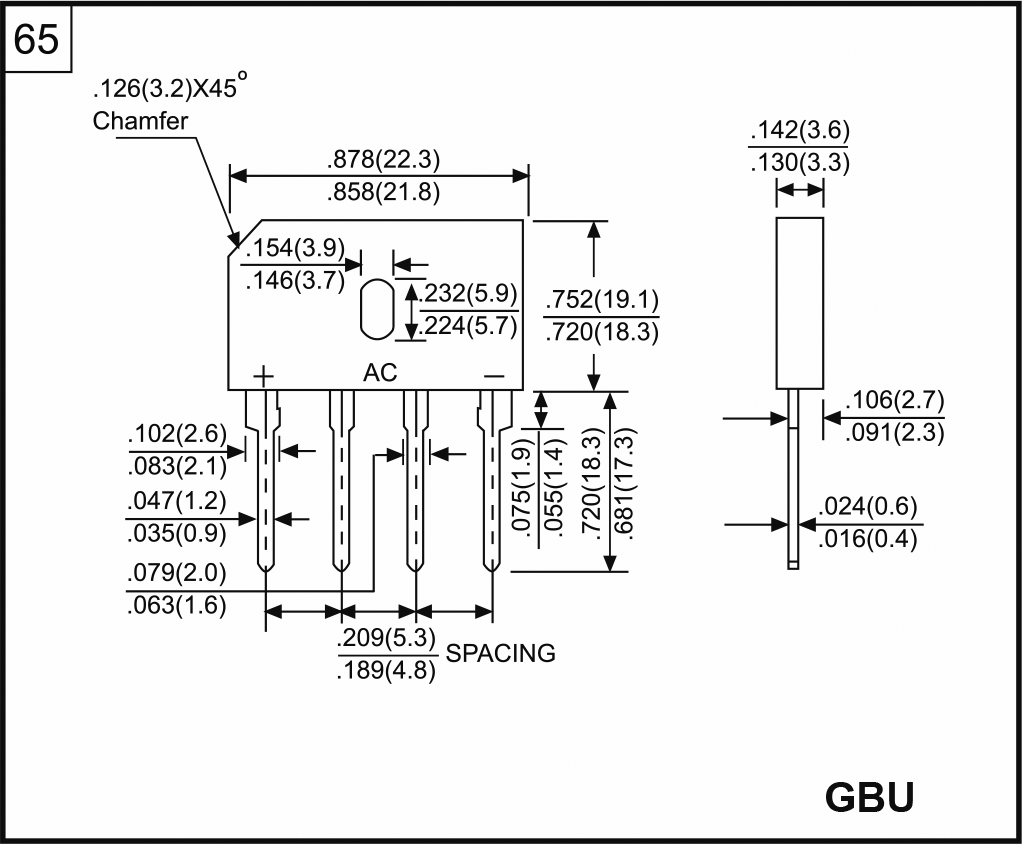 GBU15K DC COMPONENTS - Single-phase bridge rectifier | Urmax: 800V; If: 15A; Ifsm: 240A | TME ...