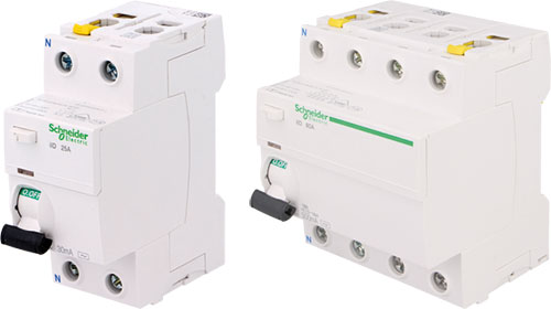 RCD breaker; type AC; iID; SCHNEIDER ELECTRIC, A9Z10225, A9Z11225 ...