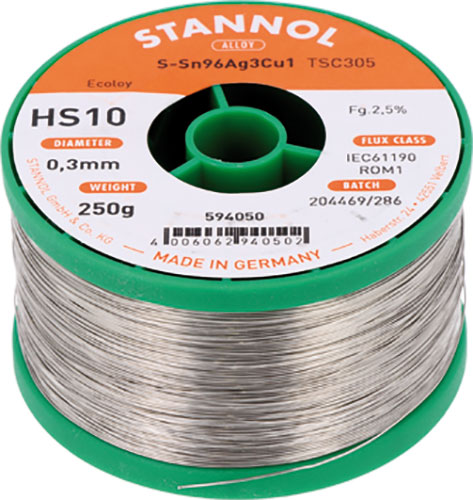Solder: for soft soldering; lead free; STANNOL, S99C1HS10/0.5/0.5 ...