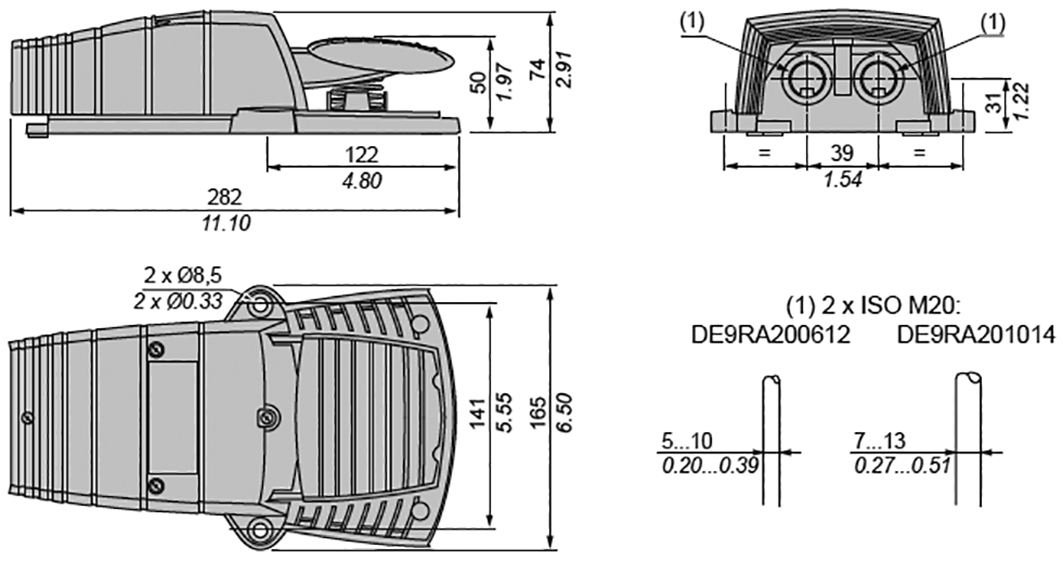 Switch: foot; SCHNEIDER ELECTRIC, XPEA110, XPEY110, XPEA111, XPEB310 ...