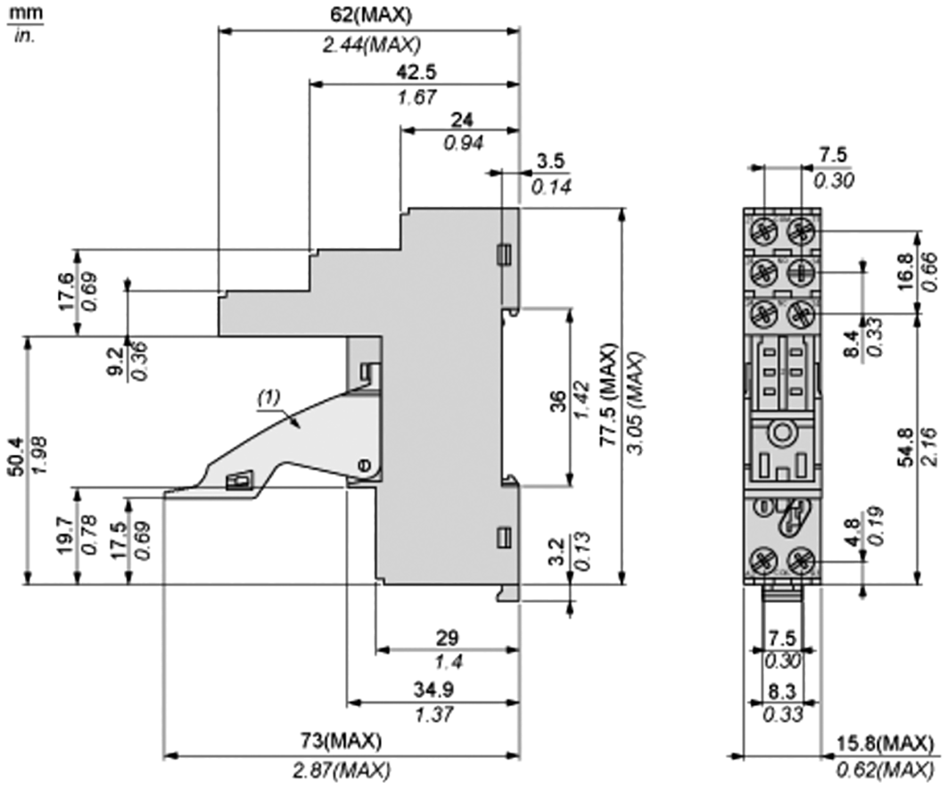RGZE1S48M SCHNEIDER ELECTRIC - Socket | PIN: 8; 5A; 250VAC; DIN; Leads ...