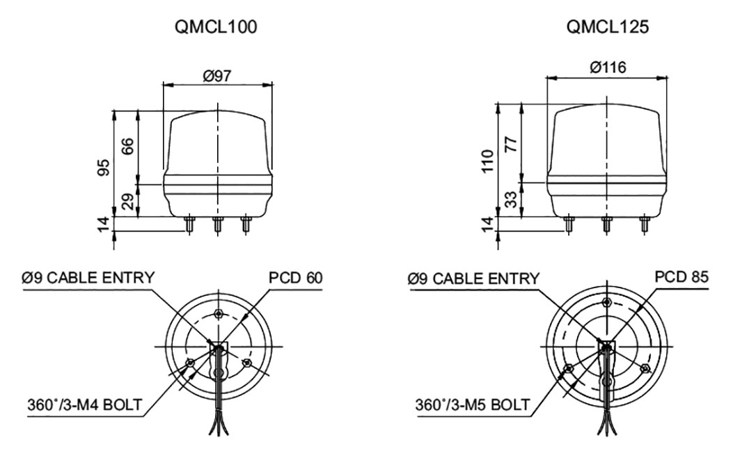 Industrial flashing beacons, QMCL series, QMCL60-24, QMCL60-BZ-24, QMCL80-24, QMCL80-BZ-24 |EN|