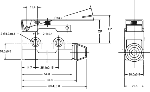 Microswitches, D series, D1000, D1020, D2000, D2020, D5000, D5020 ...