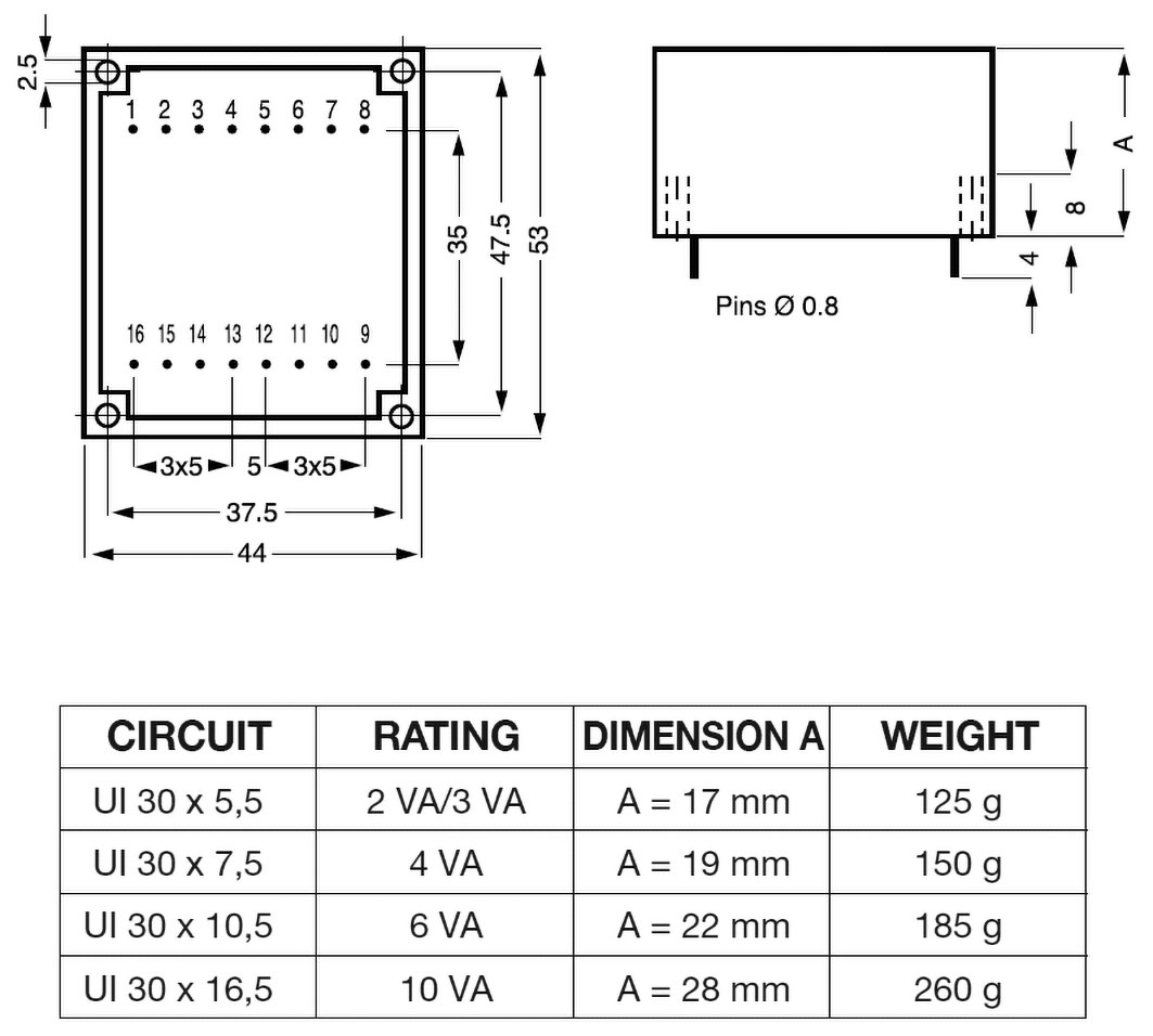 Transformer: encapsulated; PCB; MYRRA, MYRRA-44013, MYRRA-44014, MYRRA ...