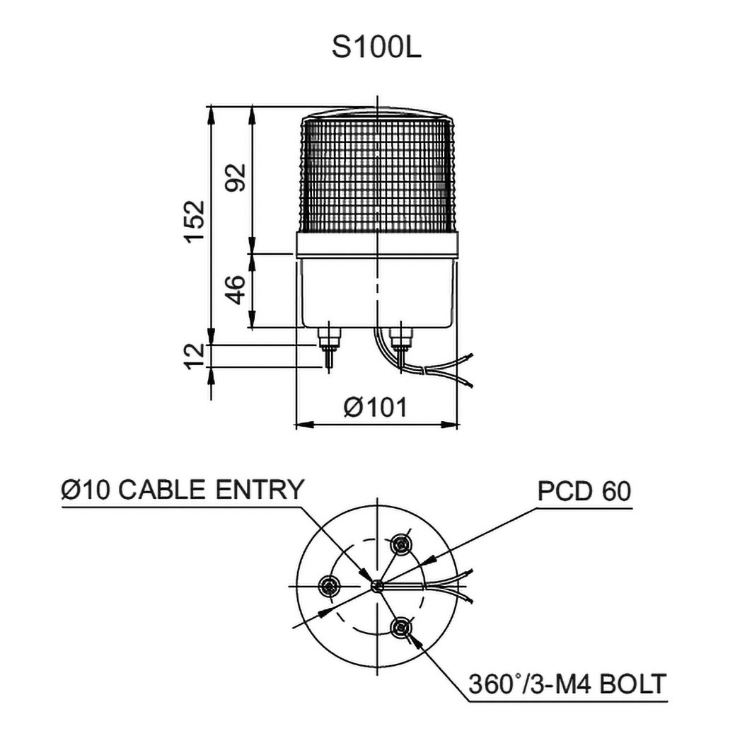 Industrial beacons, S100 series, S100L-12-A, S100L-12-B, S100L-12-G ...