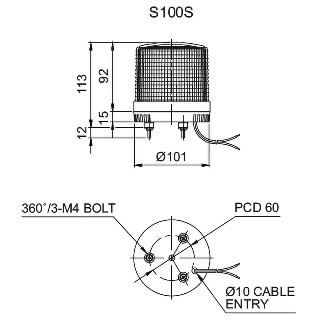 Industrial beacons, S100 series, S100L-12-A, S100L-12-B, S100L-12-G ...