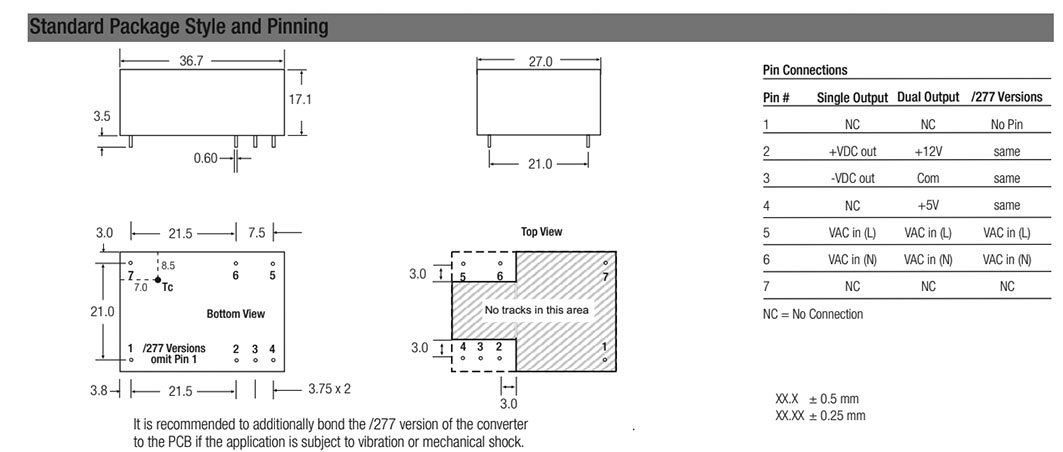 RAC04-24SA RECOM - Converter: AC/DC | 4W; 90÷264VAC; Usup: 120÷370VDC ...