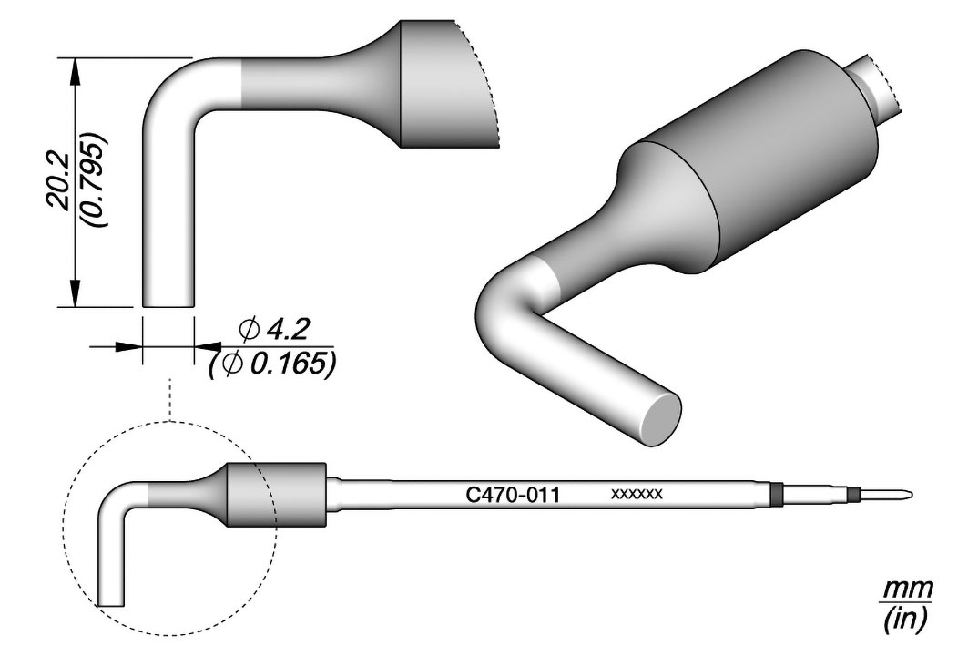 Pico: con elemento calefactor; larga vida útil; JBC TOOLS, JBC-C470001 ...