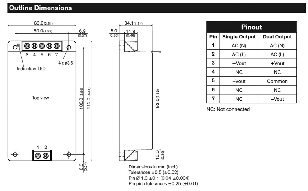 AC/DC converters, TMM series., TMM24105, TMM24112, TMM24115, TMM24124 ...