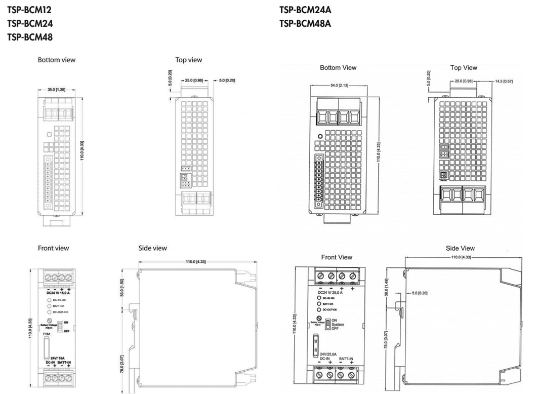 Switching power supplies for DIN rail mounting, TSP/TSPC series, TSP070 ...