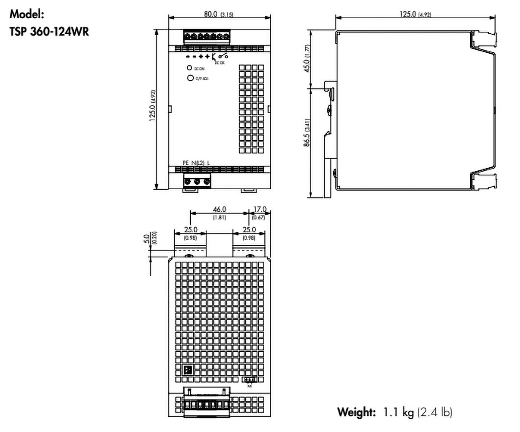 Switching power supplies for DIN rail mounting, TSP/TSPC series, TSP070 ...