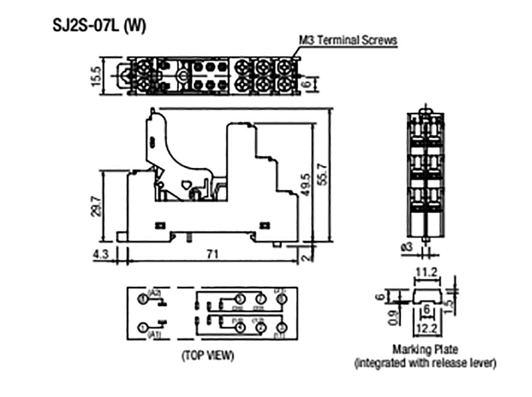 SJ2S-07L IDEC - Socket | 8A; 250VAC; DIN; -40÷70°C; 55.7x15.5x71mm; max ...