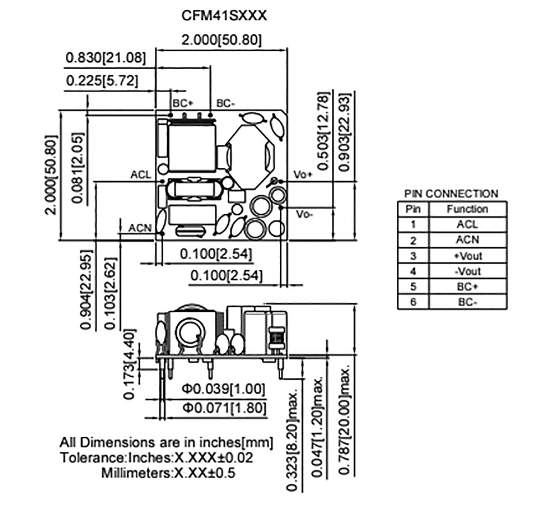 CFM41S050 CINCON - Converter: AC/DC | 40W; 90÷264VAC; Usup: 120÷370VDC; Uout: 5VDC; 87% | TME ...