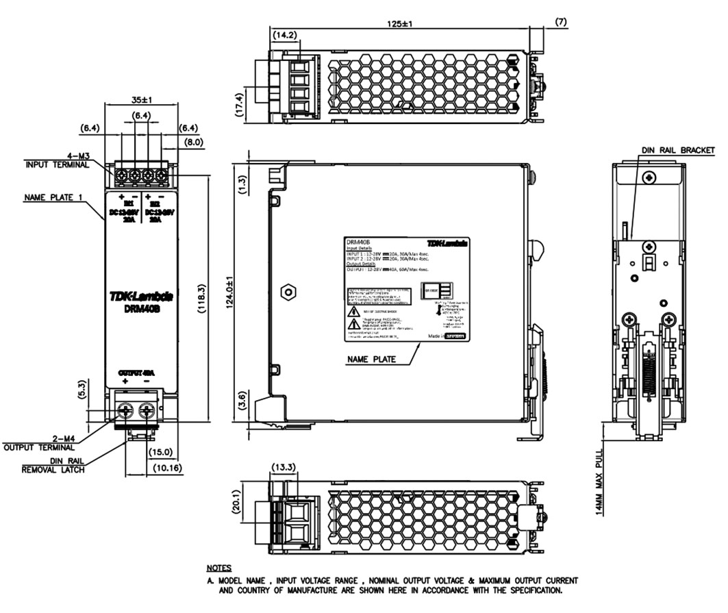DRM40B TDK-LAMBDA - Power supply: DC/DC | 40A; 12÷28VDC; 35x125x124mm; 330g; -40÷70°C | TME ...
