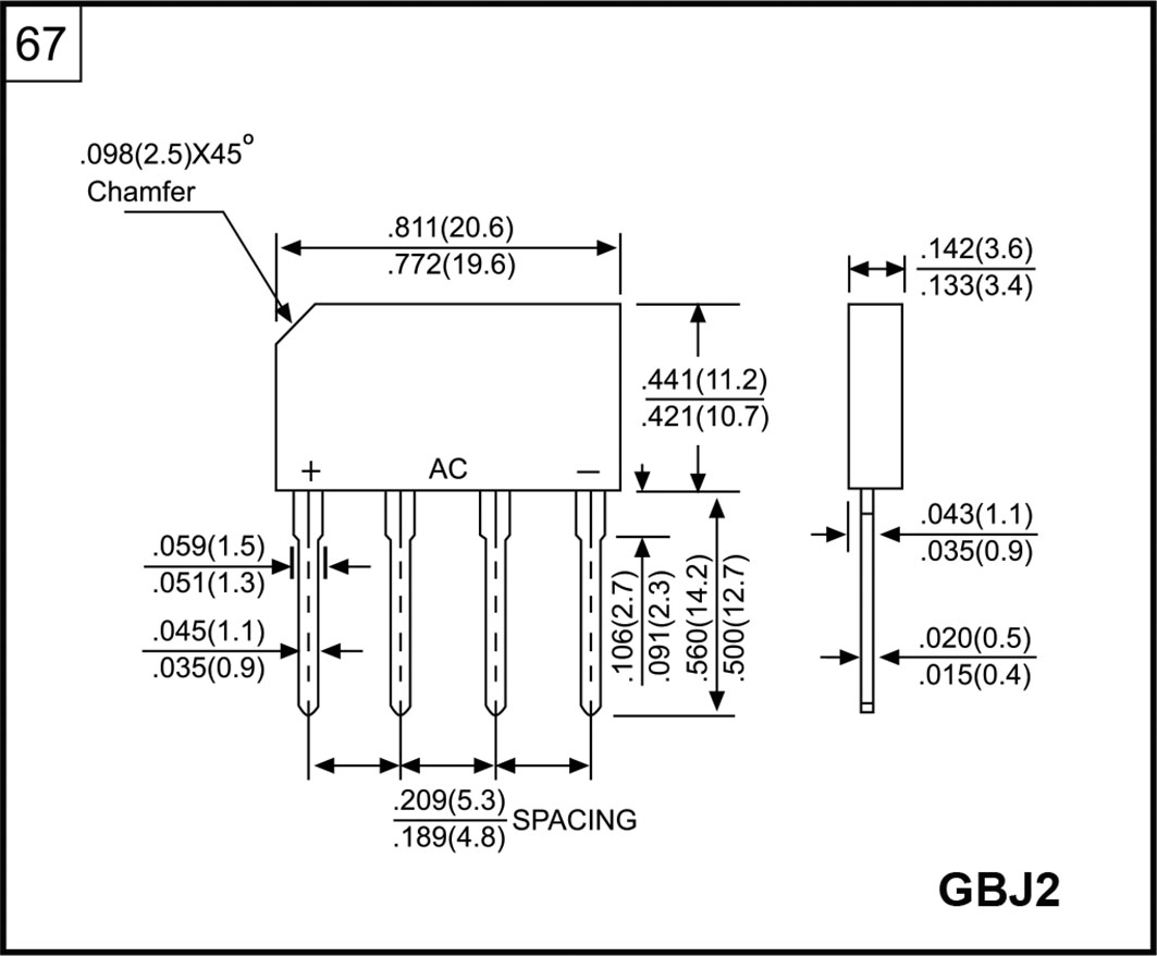 Puentes de rectificación unifase de la marca DC COMPONENTS - planos ...
