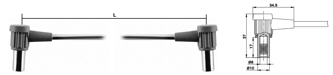 55.3200-10020 STÄUBLI - Connection cable | socket angled 4mm,both sides ...