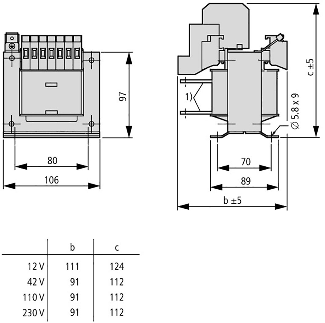 Transformadores monofásicos, serie STI, STI0.1-230/24, STI0.1-400/24 ...
