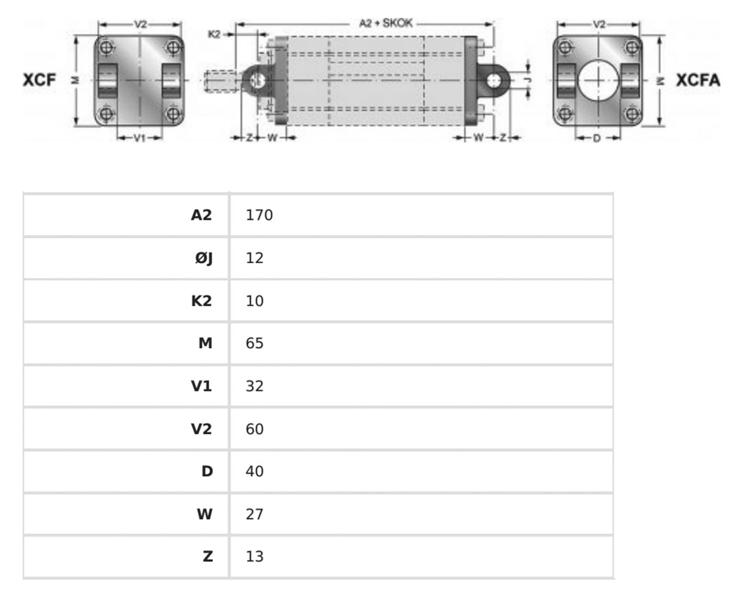 Type of pneumatic accessories: fastening for actuator, XCFA/032, XCFA ...