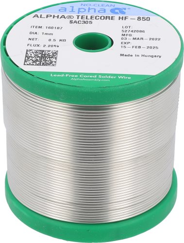 Solder: tin; lead free; ALPHA, HF850SAC305-05/025, HF850SAC305-075/05 ...