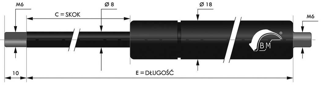 Arc cu gaz; Diametru piston: 8mm; M6; PNEUMAT, ST-060-100N-V-D8, ST-060 ...