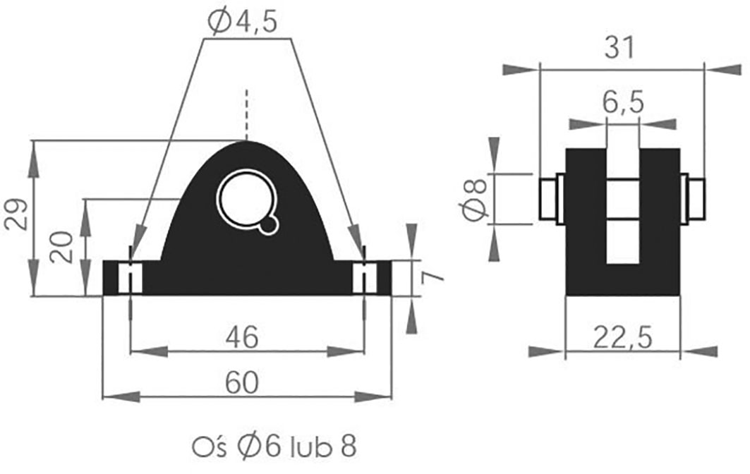 Mounting element for gas spring; PNEUMAT, 92261, 072421-8, 92214, 92215 ...