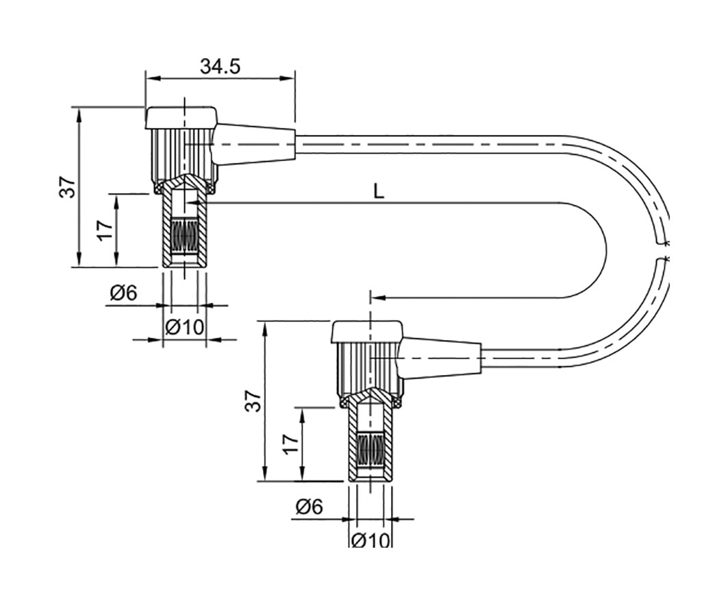 Connection cable; STÄUBLI; nickel plated; yellow-green, MC-POAG-EC/2 ...