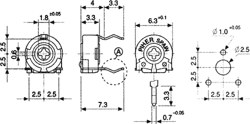 PIHER trimmers, PT6L series, PT6LV-250R, PT6LV-500R, PT6LV-1K, PT6LV ...