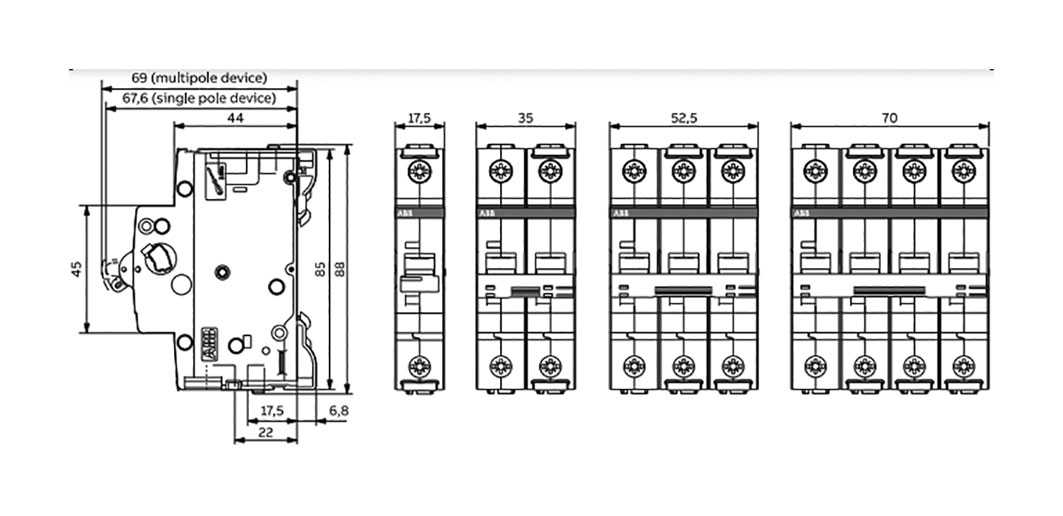 S300P circuit breakers with overcurrent protection, C characteristic, S301P-C0.5, S301P-C0.5NA |EN|